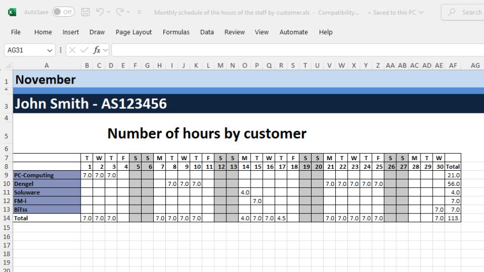 Maak een planning sjabloon in Excel met PlanningPME