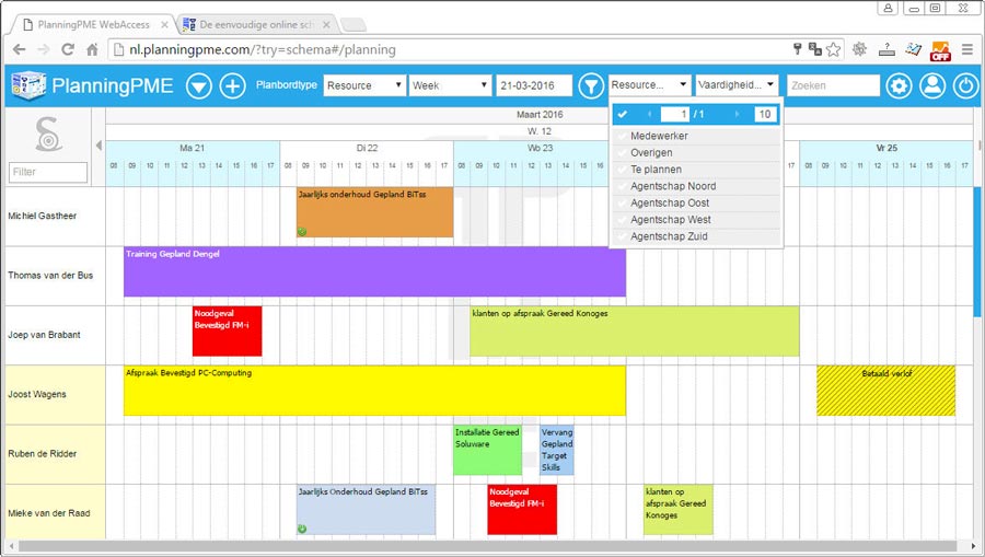 De eenvoudige online schema met PlanningPME